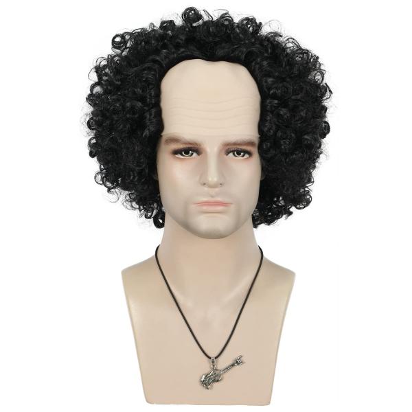 商品名:  VGbeaty Mens Women Short Wave Black Rocker Afro Wig Fluffy Bald Head Wig California Halloween Cosplay Anime Costum...