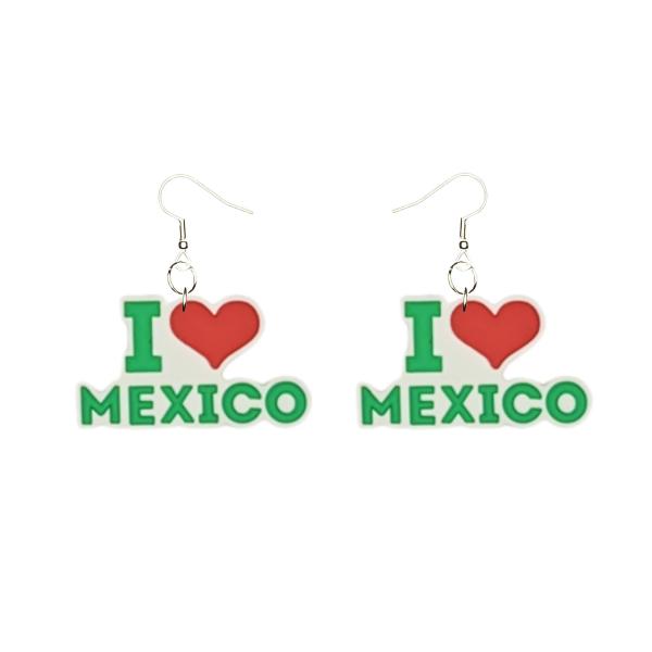 商品名:  Love Mexico Flag Earrings Lead and Nickle Free Silver Plated Fishhooks Yazzle Dazzle Mexican Jalisco Sinaloa Oaxac...