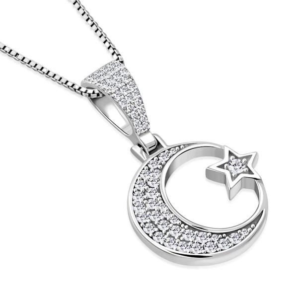 商品名:  My Daily Styles 925 Sterling Silver CZ Islamic Muslim Pendant Necklace with Crescent Moon and Star Designブランド: My ...