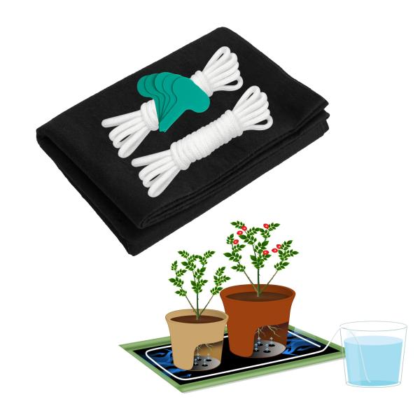 商品名: ORIMERC 40 x 50インチ 植物散水マット &amp; 60フィート セルフウォーターウィック コード 種子開始 苗 バケーション 自動給水器 温室 屋内 水耕栽培 吸湿 ロープ マット 鉢植え プランターボトム ORI...