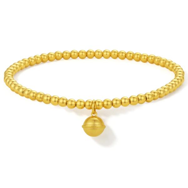 商品名: [ZHOU LIU FU] 24K ソリッドゴールド ブレスレット レディース 24金 ジュエリー チャーム 可憐なフォーチュン ゴールド ボール ゴールド ビーズ ブレスレット メンズ ティーン ガールズ ZHOU LIU FU...
