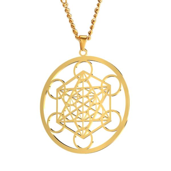 商品名: Poevic Angel Seal 大天使メタトロンネックレス メタトロンキューブネックレス 女性用 カバリストの庭の秘密 幾何学的ソロモンスピリチュアルジュエリーチェーン ペンダント チャームネックレス 女の子用, 金属, 宝石...