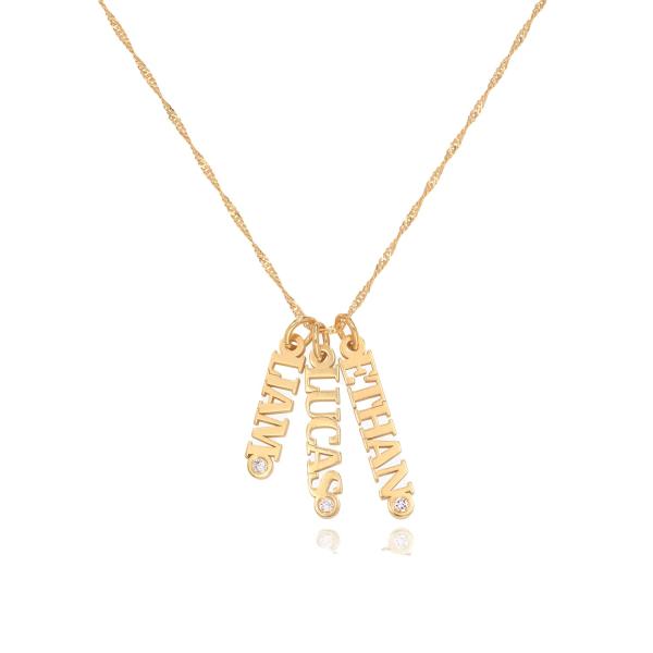 商品名: Oak&amp;Luna - 上品でパーソナライズされた複数の垂直ネームネックレス 925スターリングシルバー 18Kゴールドメッキ ゴールドバーメイユ/カスタムギフト 母の日/誕生日に, スターリングシルバー, 宝石なし Oak...