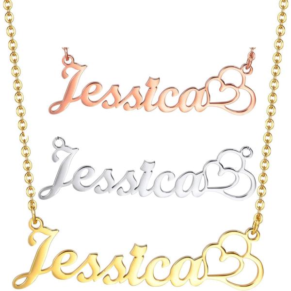 商品名XUANPAI Custom Name Necklace Personalized 18K Gold Plated Nameplate Necklace with Heart Customized Gifts for Womenブラン...