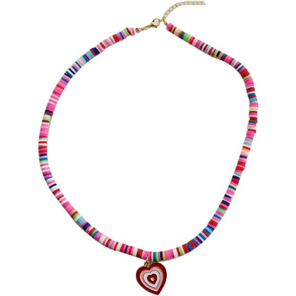 商品名サーファーヘイシチョーカーネックレス レディース ソフトポリマー粘土ネックレス クレイレコードディスクビーズネックレス ラブハートペンダントネックレス ボーホービーチネックレス レインボーキャンディネックレス レディースビーチギフト ...