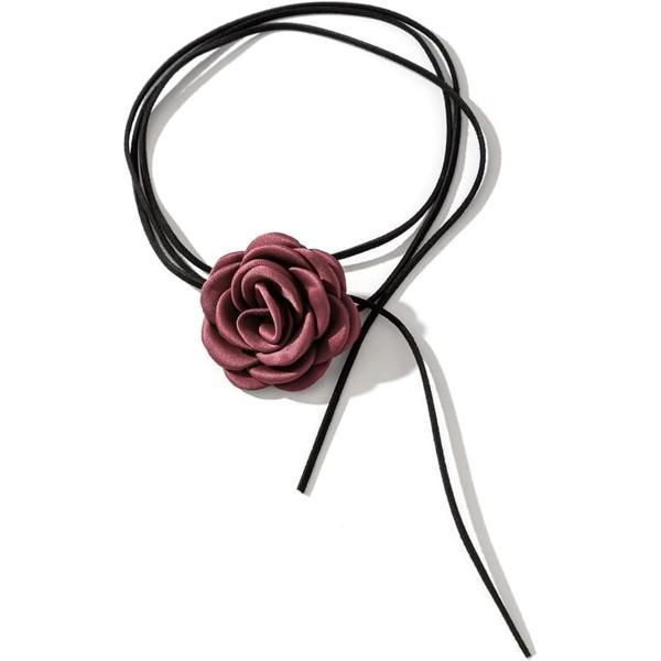 商品名Idutey フラワーチョーカーネックレス ベルベット ビッグローズフラワーネックレス フローラルチョーカー - ナイトクラブ、パーティー、日常着用の絶妙なデザイン 女性と女の子向け, プラスチック, 宝石なしIdutey Flowe...