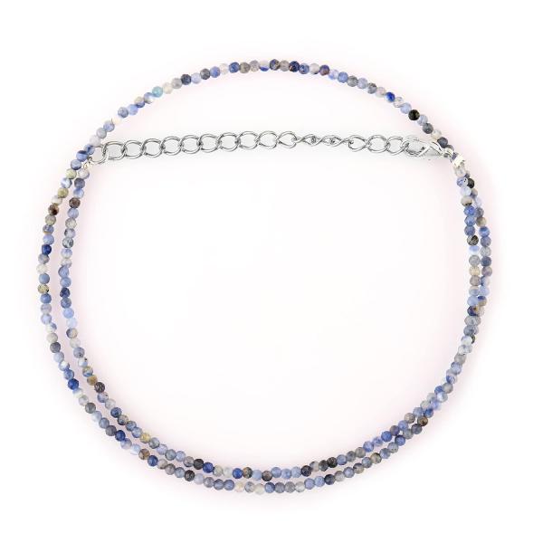 商品名Natural Iolite Beads Choker Necklaces for Women, 16 + 2 Inch Silver Plated Adjustable Chain Necklace, Handmade Neckla...
