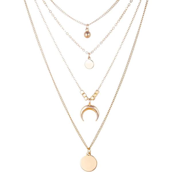 商品名太陽と月 フレンドシップ レイヤー シルバーネックレス レディース 親友 ペダントネックレス 彼女へのギフトに 太陽と月のネックレス, ステンレス鋼, 宝石なしGold Moon Necklace for Women 14k Gold...