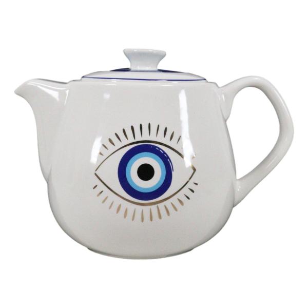 商品名: Ebros Gift ゴシック錬金術磁器 ウィッカ 邪眼 プロビデンスティーポット 18オンス ティーポット1個用 ステンレススチールストレーナー付き (ホワイト) Ebros Gift Gothic Alchemy Porcel...
