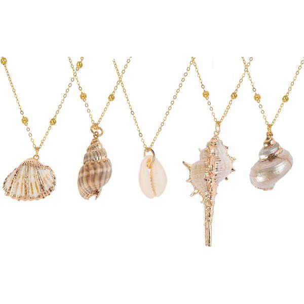 商品名5Pcs Natural Seashell Scallop Conch Pendant Necklace Inlaid with Gold Rimmed Seashell Necklace Sea Shell Necklace Sca...
