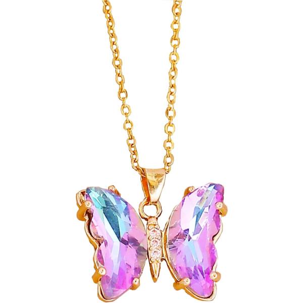 商品名Locrccl バタフライペンダント キュービックジルコニア ネックレス ミニマリスト キュート メッキゴールドネックレス レディース ガールズ, 金属, 宝石なしLocrccl Colore Butterfly Necklace f...