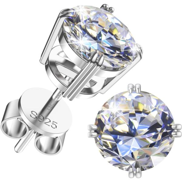 商品名UHIBROS モアッサナイトイヤリング S925スターリングシルバーイヤリング 低刺激性イヤリング 18Kホワイトゴールド モアッサナイトスタッドイヤリング Dカラー ブリリアントラウンドカットダイヤモンドイヤリング レディース ス...