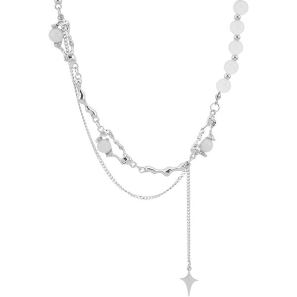 商品名Buyongwant イレギュラーネックレス スタージルコン ムーンライトストーン アドバンスドデザイン センスカラーチェーン レディースファッション 16.14インチ, スチールチタン, ムーンストーンBuyongwant Irre...