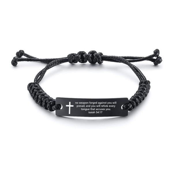 商品名:  AMRECH Isaiah 54:17 Bible Verse Bracelet for Men Women, Adjustable Stainless Steel Leather Scripture Quotes Bracel...