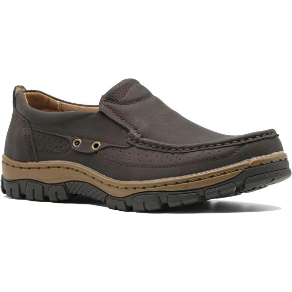 商品名Smith's Workwear Memphis Slip-On Loafers for Men- Comfortable Memory Foam Moccasin Shoes with Non-Slip Lug Soles- Dur...