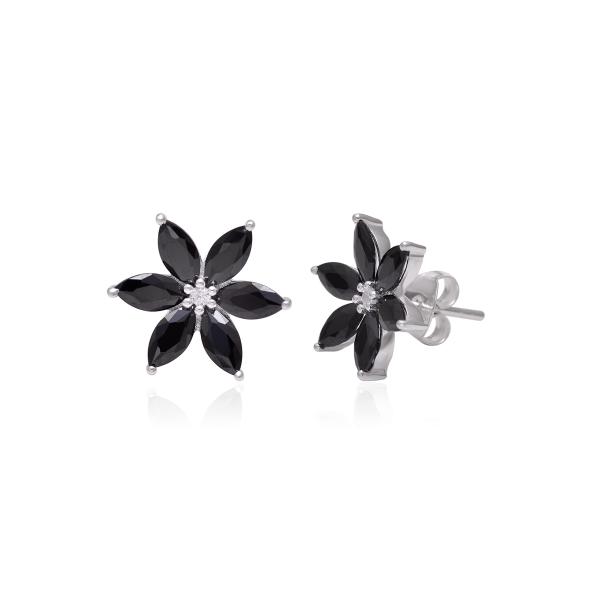 商品名:  Black Cubic Zirconia Stud Earnings-925 Sterling Silver Stud Earrings-Black Stone Earrings- Birthstone Stud Earring...