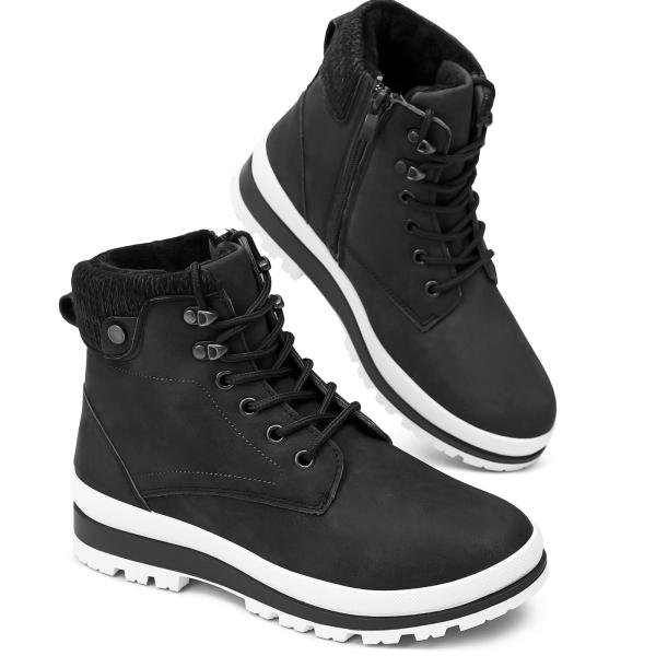 商品名:  kufeiti Women's Waterproof Fur Lined Winter Boots Platform Black Combat Non Slip Boots with Side Zipper Snow Ankle...