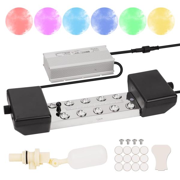 商品名: HHNIULI ミストメーカー フォッガー 10ヘッド 超音波ミストフォグガー、カラフルミスト、9000ml/H(20.0 kg/H) フロート付きミストメーカーフォガー、400W電源、池の庭、芝生、ロッカリー、温室の装飾に最適 ...