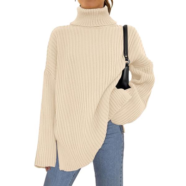 商品名:  LILLUSORY Womens 2023 Fall Turtleneck Oversized Pullover Sweaters Long Sleeves High Neck Ribbed Knit Sweater Apric...