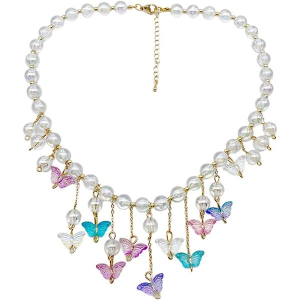 商品名GYRMMUE Colorful Crystal Butterfly Beaded Necklace Ten Butterfly Beaded Choker Necklace Y2k Crystal Butterfly Necklac...