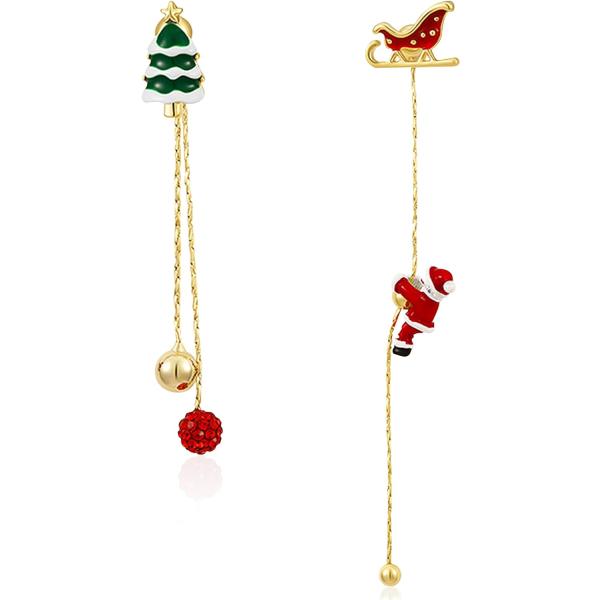 商品名CWVHQ クリスマスイヤリング レディース スライド式 サンタクロース スレッダー タッセル ダングルイヤリング クリスマスツリー そり ドロップ ステートメントイヤリング 女の子用, 金属, NP。CWVHQ Christmas ...