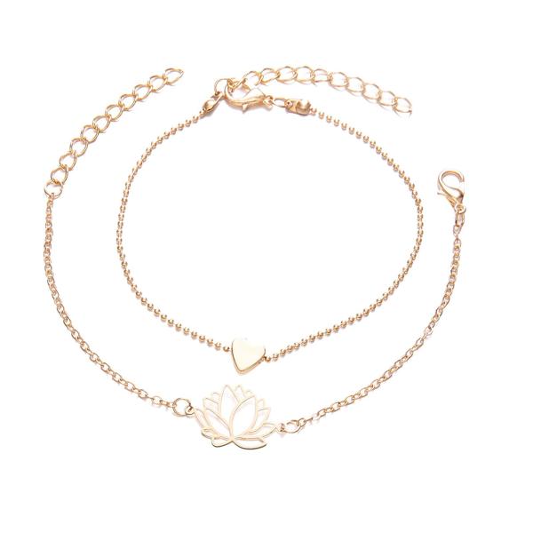 商品名:  Luck Cute Link Bracelet for Women Girl Alloy Bracelet Set Personality Creative Simple Heart Hollow Bracelet Bead- ...