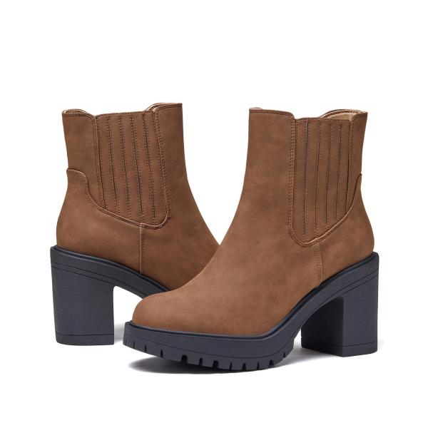 商品名:  Womens Platform Lug Sole Ankle Boots Side Zipper Combat Booties Round Toe Chelsea Shoesブランド: Ruanyu商品サイズ: 7.5高さ: 3...