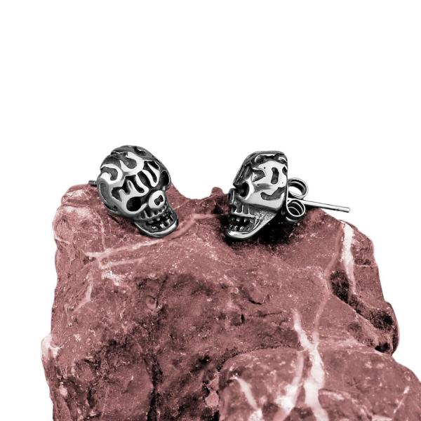 商品名:  New 2024 Hip Hop Ghost Skull Stud Earrings 316L Stainless Steel Men's Vintage Neo-Gothic Rock Cool Accessories Fas...