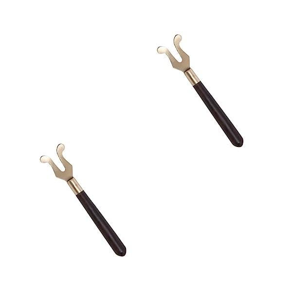 商品名: HEMOTON 2個 木製ハンドル ティーポットフォーク 中国ティーカップ メタルティーポット 中国ティーポット ティーカップフォーク ティーセットアクセサリー 火傷防止ティーカップホルダー 茶道用品 木製 HEMOTON 2pc...