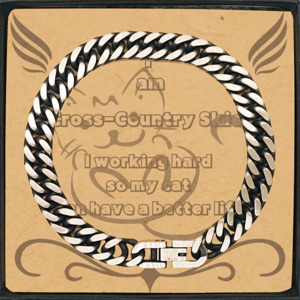 商品名:  Cross-Country Skier Cuban Chain Bracelet, I Work Hard So My Cat Can Have a Better Life Cross-Country Skier, Funny ...