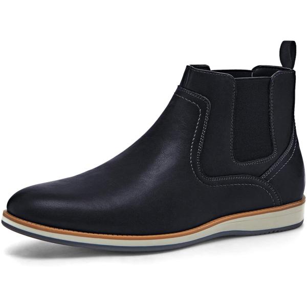 商品名Coutgo Men's Casual Chelsea Boots Leather Steel Toe Low Heel Elastic Slip-on Dress Shoesブランド：Coutgo商品サイズ：9高さ：13.8 cm横...