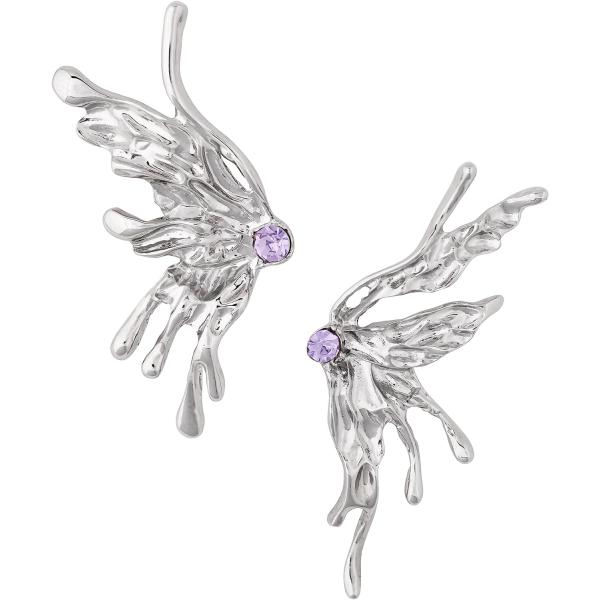商品名OJERRY フェアリーグランジ バタフライイヤリング 美的 Y2K スタッドジュエリーアクセサリー レディース ティーン ガールズ トレンディなもの, ステンレス鋼, 宝石なしOJERRY Asymmetrical Mismatch...