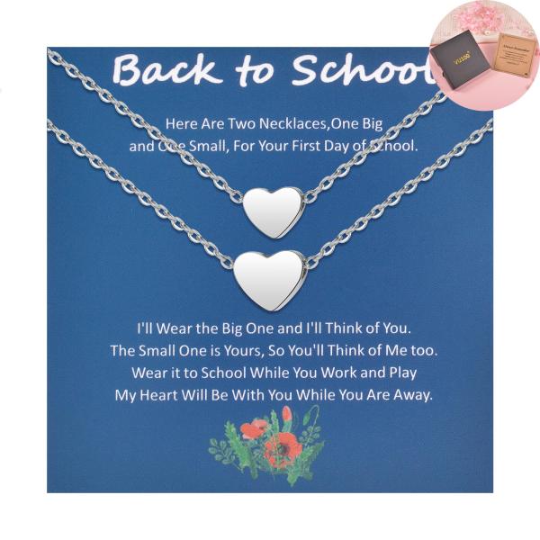 商品名: VU100 母娘ネックレス 新学期 ネックレス ギフト ママと私 ハート/クマ/蝶/恐竜ネックレス 学校初日のギフト 分離 不安 女の子 孫娘 息子へのギフト, ステンレス鋼, 宝石なし VU100 Mother Daughter...
