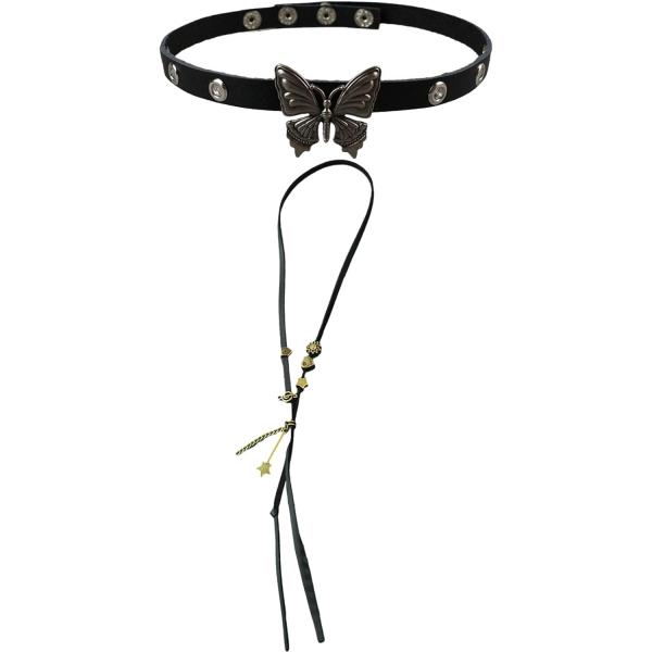 商品名Kasmena レザーレイヤードバタフライチョーカーネックレス レディース ロングネックレス レイヤードチェーン スターハートタッセルネックレス 友達 ガールフレンド 母 母 妻 ジュエリーギフト, レザー, 宝石なしKasmena ...