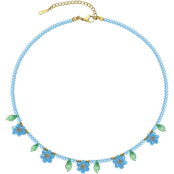 商品名MPRAINBOW フラワーカラービーズチョーカーネックレス - かわいいデイジーフラワー ボーホー カラフルネックレス 夏 ボヘミアン ビーチチョーカーネックレス レディース ガールズ キッズ 誕生日プレゼント ホリデージュエリー,...