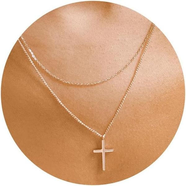 商品名IEFWELL クロスネックレス レディース ガールズ 華奢 ゴールド シルバー 小さな キュート クロス ペンダント ネックレス シンプル 横向き 重ね キュービックジルコニア クロスネックレス レディース トレンディ ゴールド ジ...