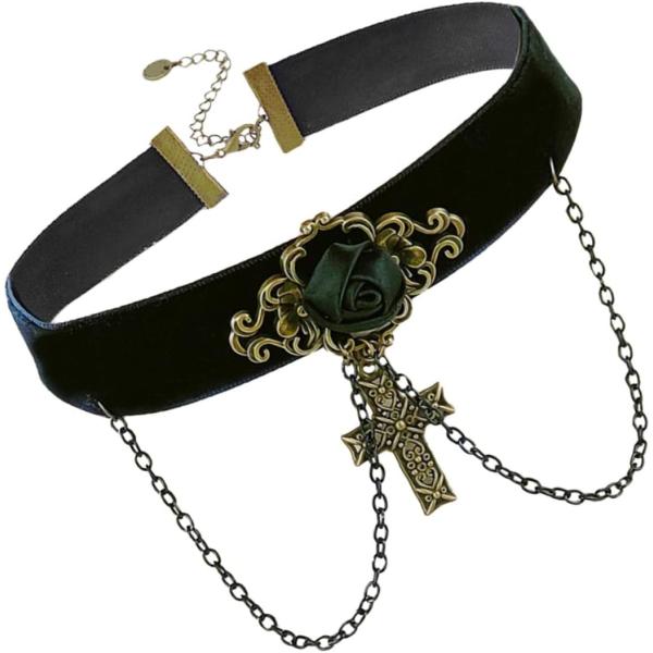 商品名RORPOIR 1pc Cross Choker Women's Lockets Steampunk Decor Crystal Pendants Rivets Spiked Choker Pu Leather Punk Choker...