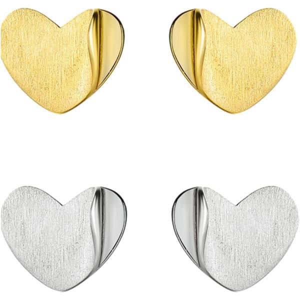 商品名2 Pairs Gold Silver Love Earrings for Women,Hypoallergenic High Polishing Trendy Alloy Love Earrings,Jewelry Earrings...