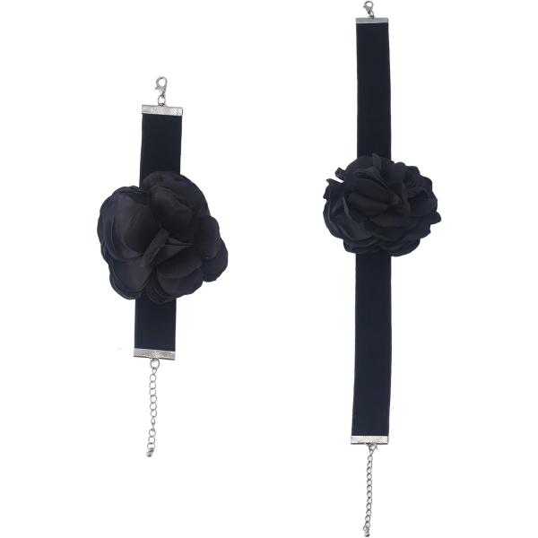商品名Kasmena Flower Choker Necklace Black Rose Choker Big Flower Collar Necklace,Handmade Rose Blossom Necklace Bracelet f...