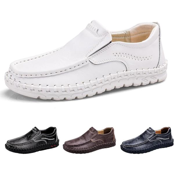 商品名Men's Genuine Leather Slip On Casual Loafers,Fashion Comfortable Handsewn Non-Slip Business Formal Moccasins,Summer B...