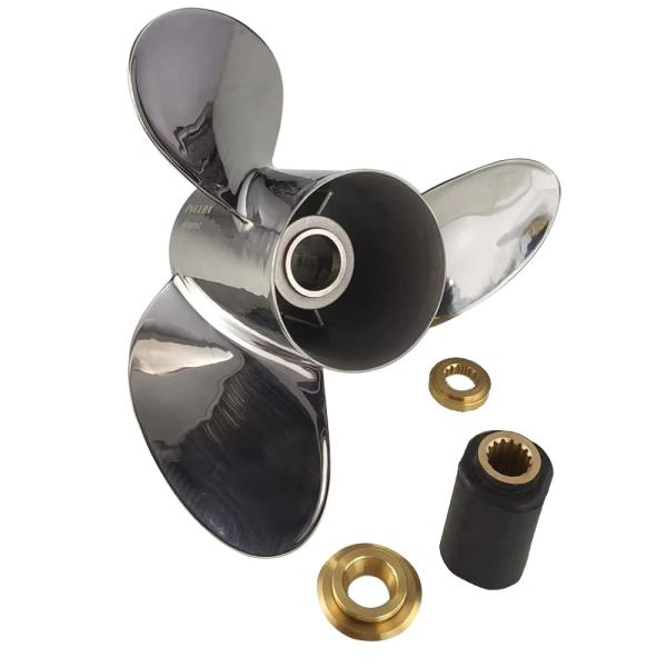 商品名:  Xspeed Stainless Steel 3 Blades Outboard Propeller with Interchangeable Hub Kits for 4-1/4" Gearcase BRP,Johnson,E...