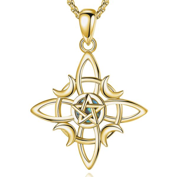 商品名:  CELESTIA Nudo de Bruja Plata 925 Original Gold Witches Knot Necklace Witchy Jewelry Witch Gifts for Wiccan Sterlin...