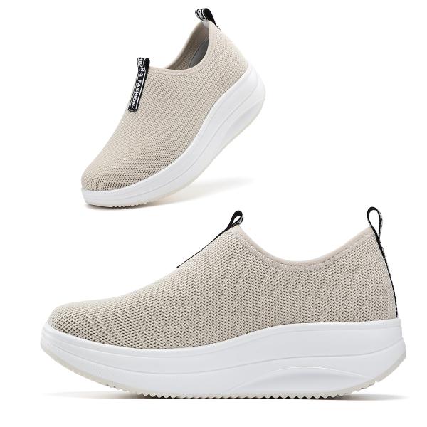 商品名:  Oude Beige Slip On Tennis Shoes Women Lightweight | Wedge Sneaker Cute | Loafers Long Hours of Standing and Walkin...