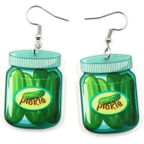 商品名ピクルスイヤリング おもしろピクルスジュエリー キュウリイヤリング 奇妙なアクリルドロップダングルイヤリング スナックバーワーカー/食品愛好家/ティーン/女性向け, 1, 樹脂, 宝石なしPickle Earrings Funny P...
