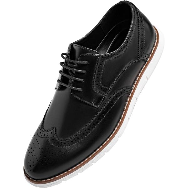 商品名GOOR Men's Dress Shoes Wingtip Casual Oxford Shoes Comfortable Breathable Flat Plain Sneakers Applicable to Business,...