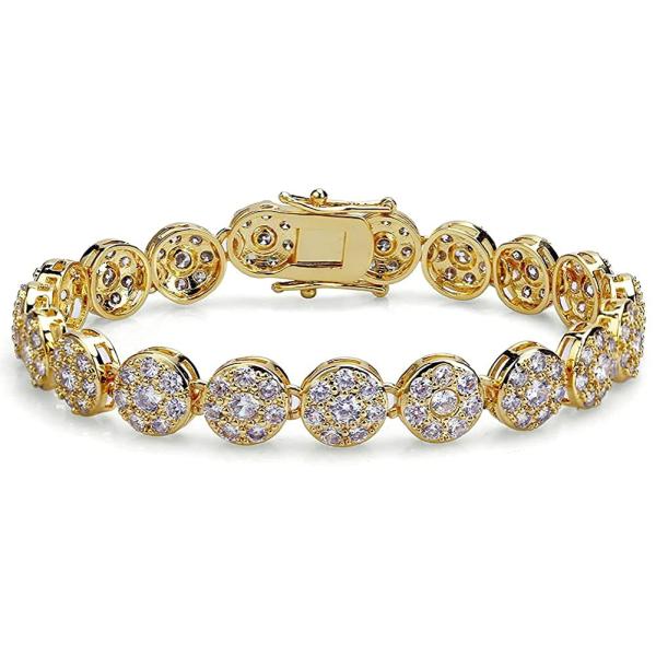 商品名: Apzzic 10mm アイスアウト クラスター テニスチェーン マイクロパヴェキュービックジルコニア 1列ダイヤモンド キューバンリンクチェーン ヒップホップネックレス メンズ レディース, 金メッキ 人工ダイヤモンド, キュー...