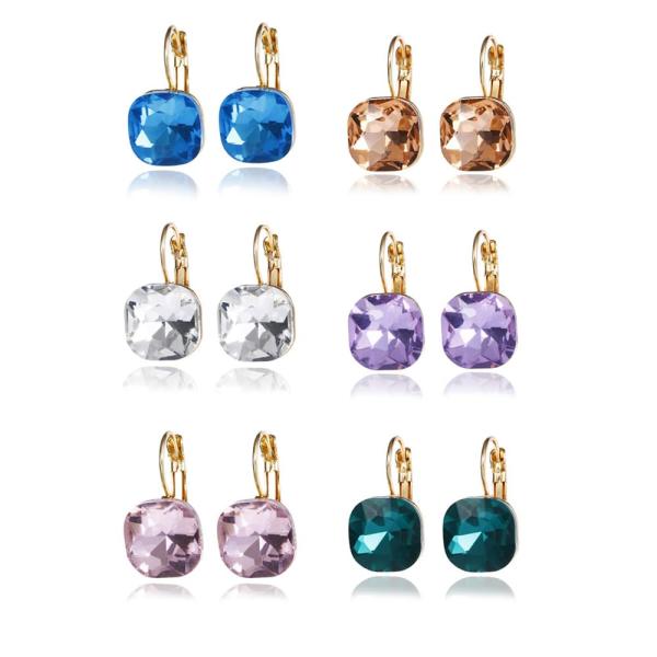 商品名: 6組 キュービックジルコニア クリスタル ドロップ イヤリング セット 金メッキ シンプル 多用途 ステートメントイヤリング レディース ガールズ, 金属, 金属 6Pairs Cubic Zirconia Crystal Dro...