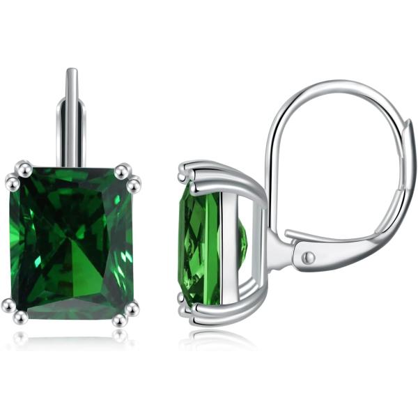 商品名CiNily エメラルドカットドロップダングルイヤリング レディース ガールズ 18K ホワイトゴールドメッキ キュービックジルコニア 模造ダイヤモンド ダングルイヤリング ジュエリーギフト 結婚式 誕生日パーティーに, ホワイトゴー...
