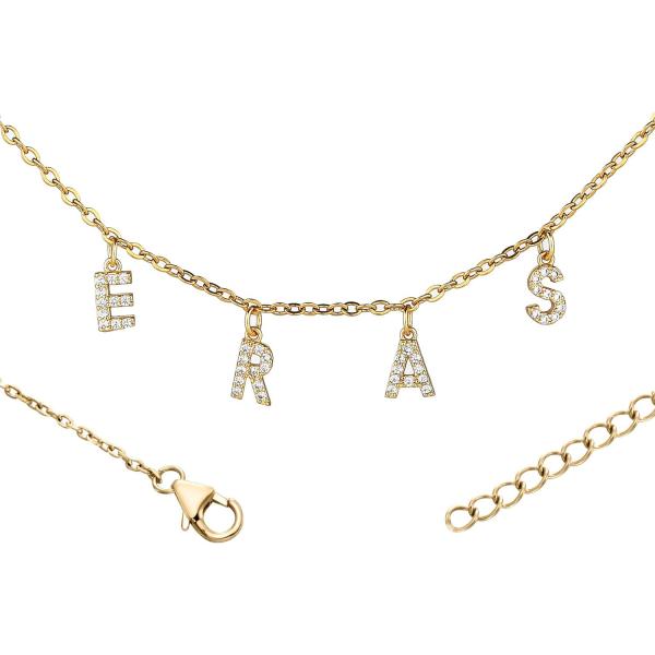 商品名Eras Necklace, Album Gift Song Inspired Necklace for Taylor Swiftie, Charms Letter Choker Necklace for Women Girls, T...