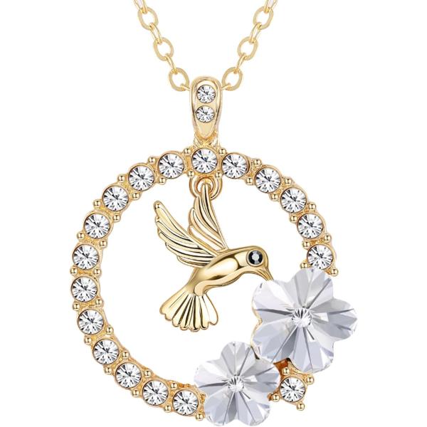 商品名Helzel シルバーハチドリネックレス 18Kゴールドメッキ ハチドリペンダント ハミングバード ジルコンクリスタルジュエリーギフト レディース ガールズ, 金属, 宝石なしHelzel Silver Hummingbird nec...